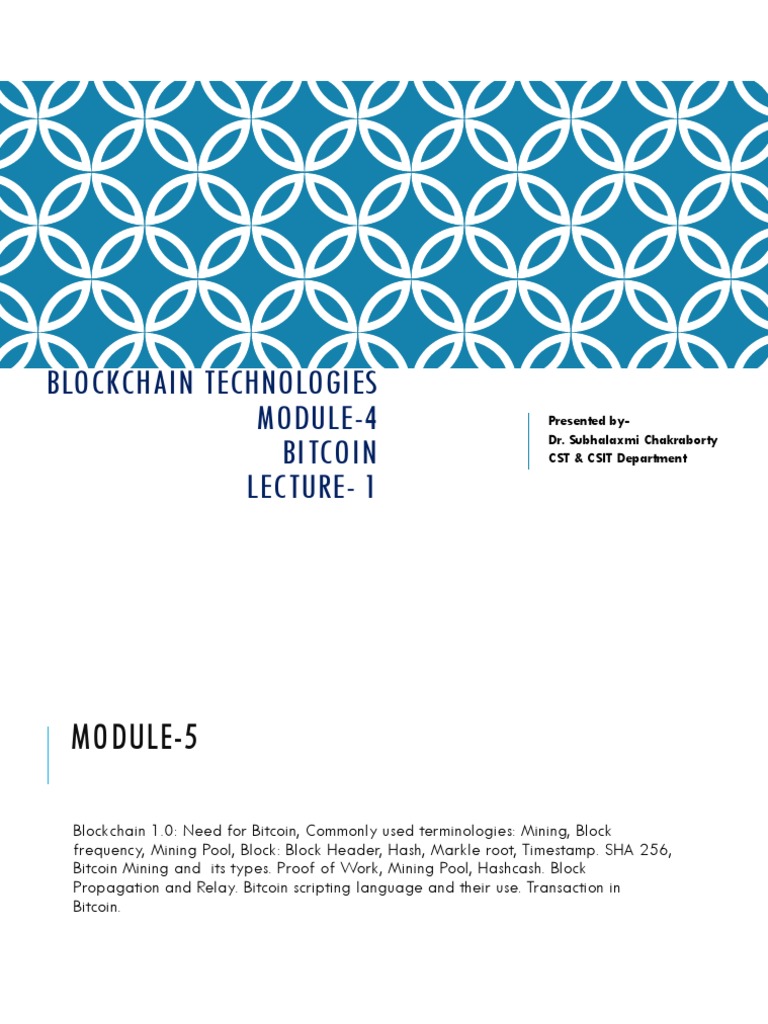 Blockchain - SLC - Chapter4 - Bitcoin - Lecture1 | PDF | Cryptocurrency ...