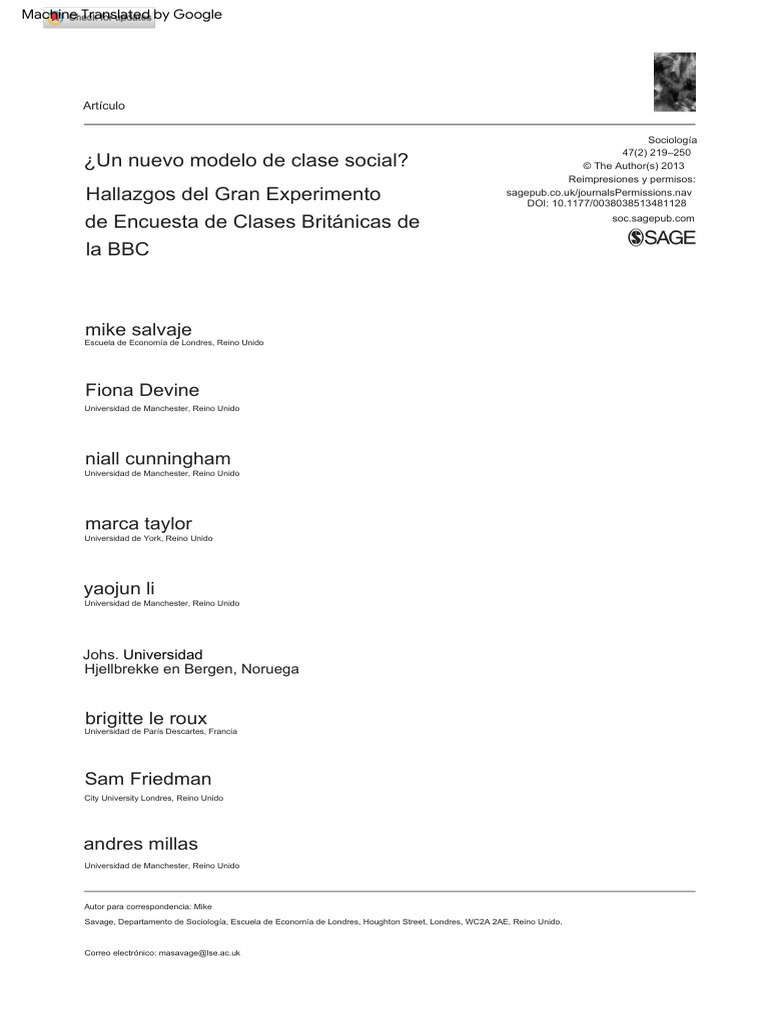 Un Nuevo Modelo de Clases Sociales | PDF | Desigualdad social ...