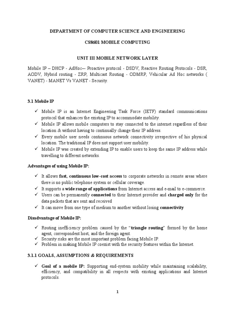 Mc Unit 3 Pdf Wireless Ad Hoc Network Routing 