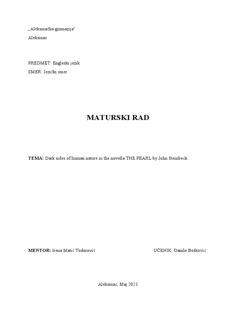 Engleski Maturski Rad | PDF