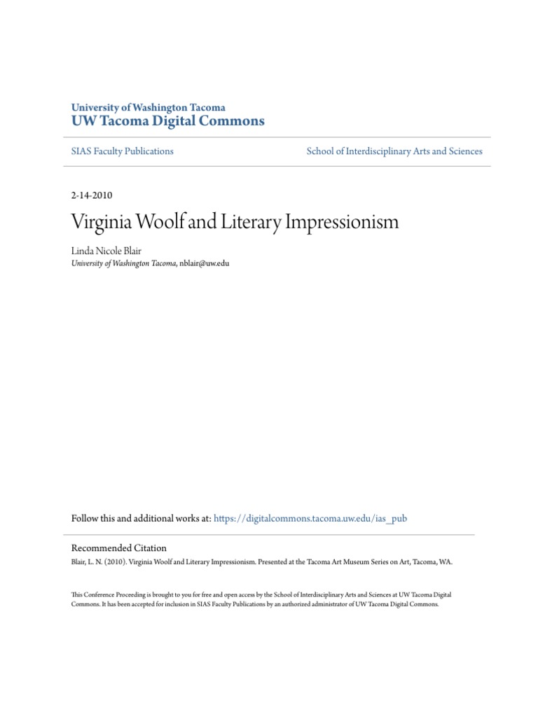 Woolf Literary Impressionism | PDF | Impressionism