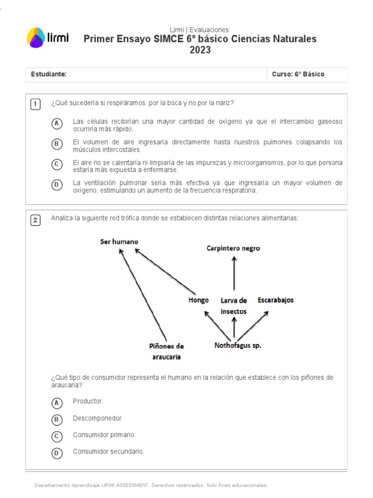 Primer Ensayo Simce 6o Basico Ciencias Naturales 2023 5447805 | PDF ... Primer Ensayo Simce 6o Basico Ciencias Naturales 2023 5447805 | PDF ...