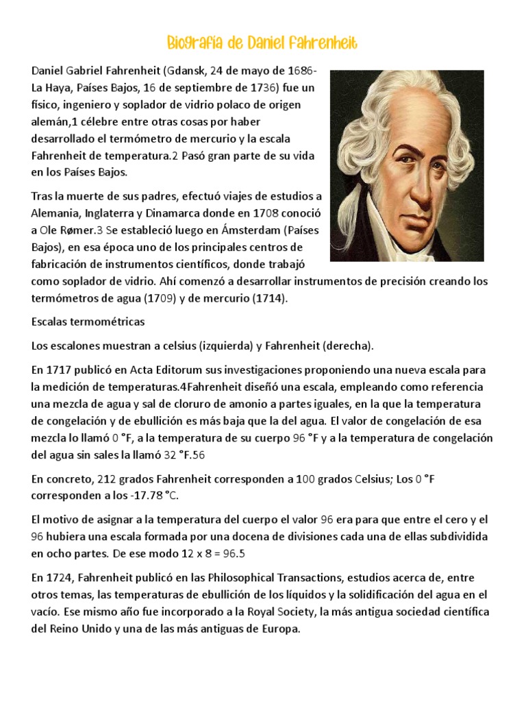 Biografía de Daniel Fahrenheit | PDF Biografía de Daniel Fahrenheit | PDF