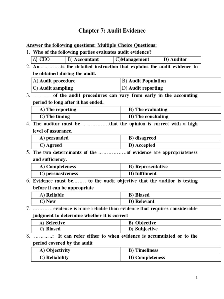 Chapter 7 Questions | PDF | Audit | Business