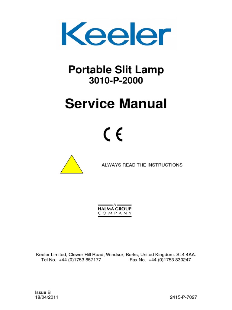 Keeler Portable Slit Lamp Service Manual | PDF | Lighting | Equipment