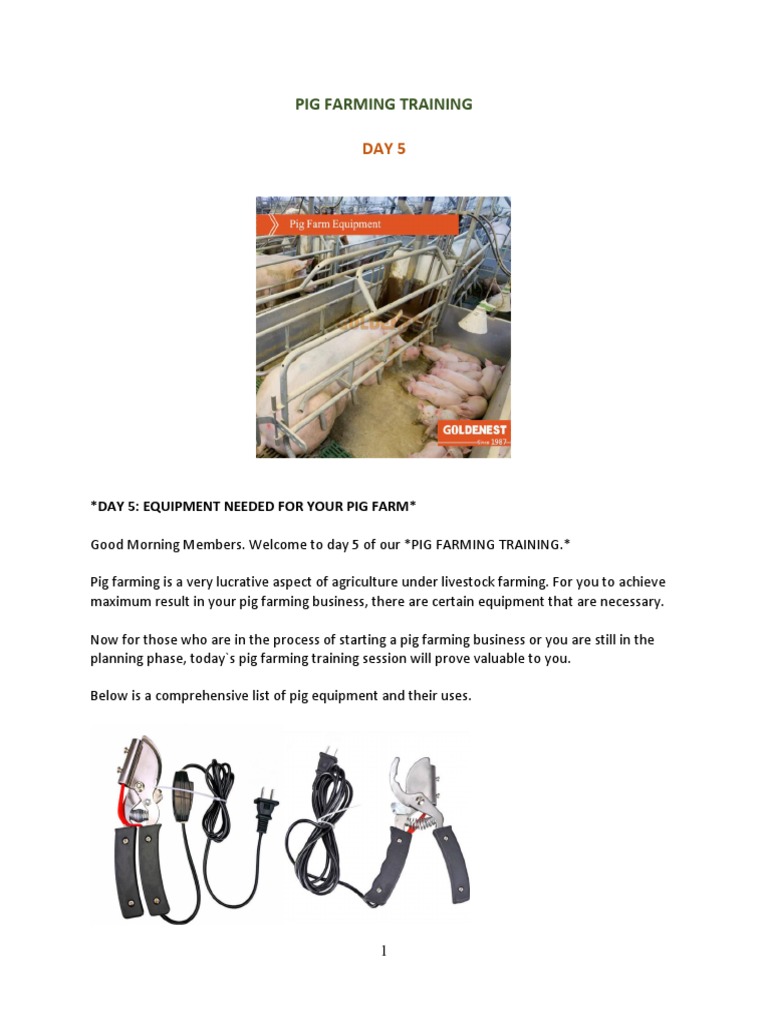 Day 5 - Pig Farming Training | PDF | Pig | Agriculture