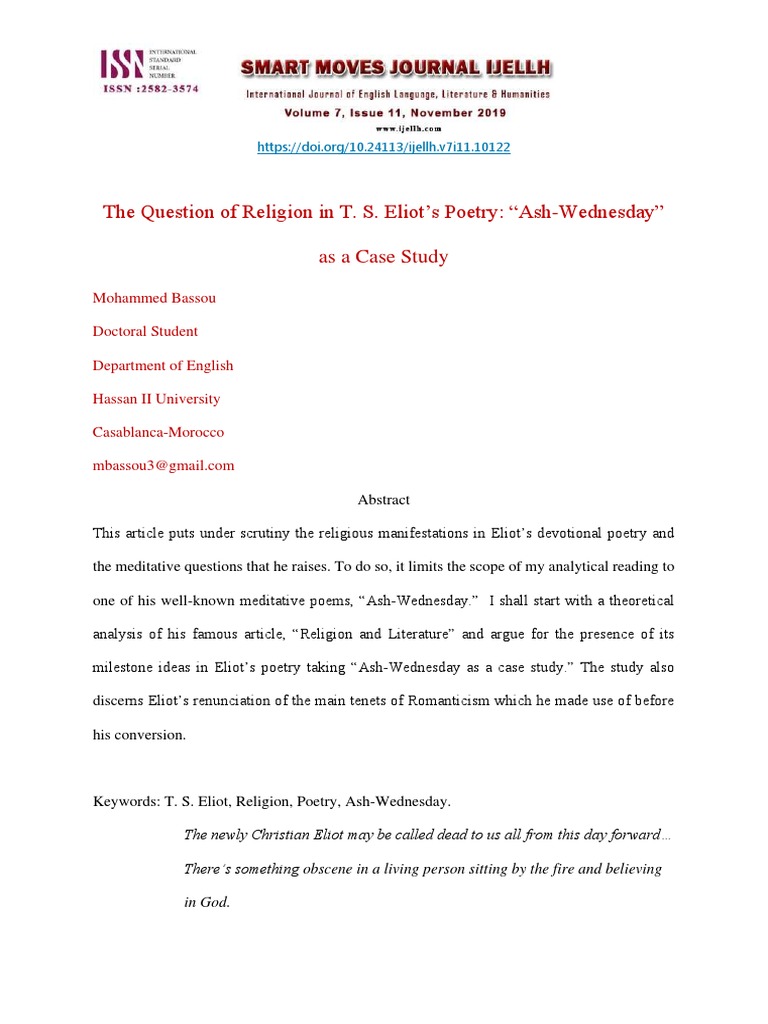The Question of Religion in T S Eliot S | PDF | T. S. Eliot | Romanticism