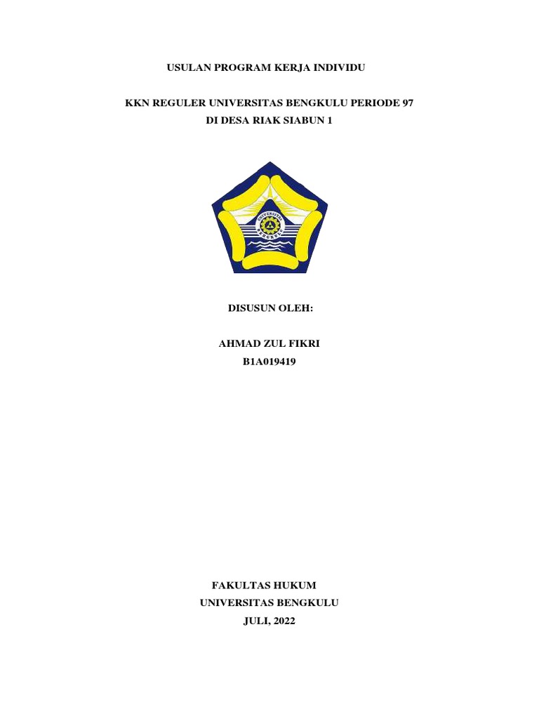 Usulan Program Kerja Individu Ahmad Zul Fikri | PDF