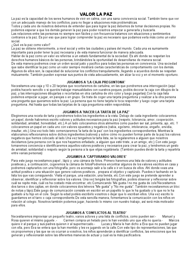 Valor La Paz 5° B | PDF | Paz