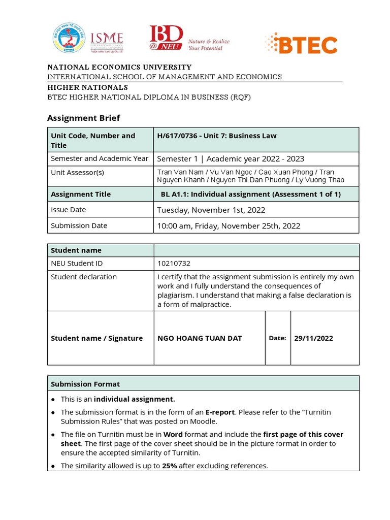 Assignment Brief - BL A1 | PDF | Turnitin | Limited Liability Partnership