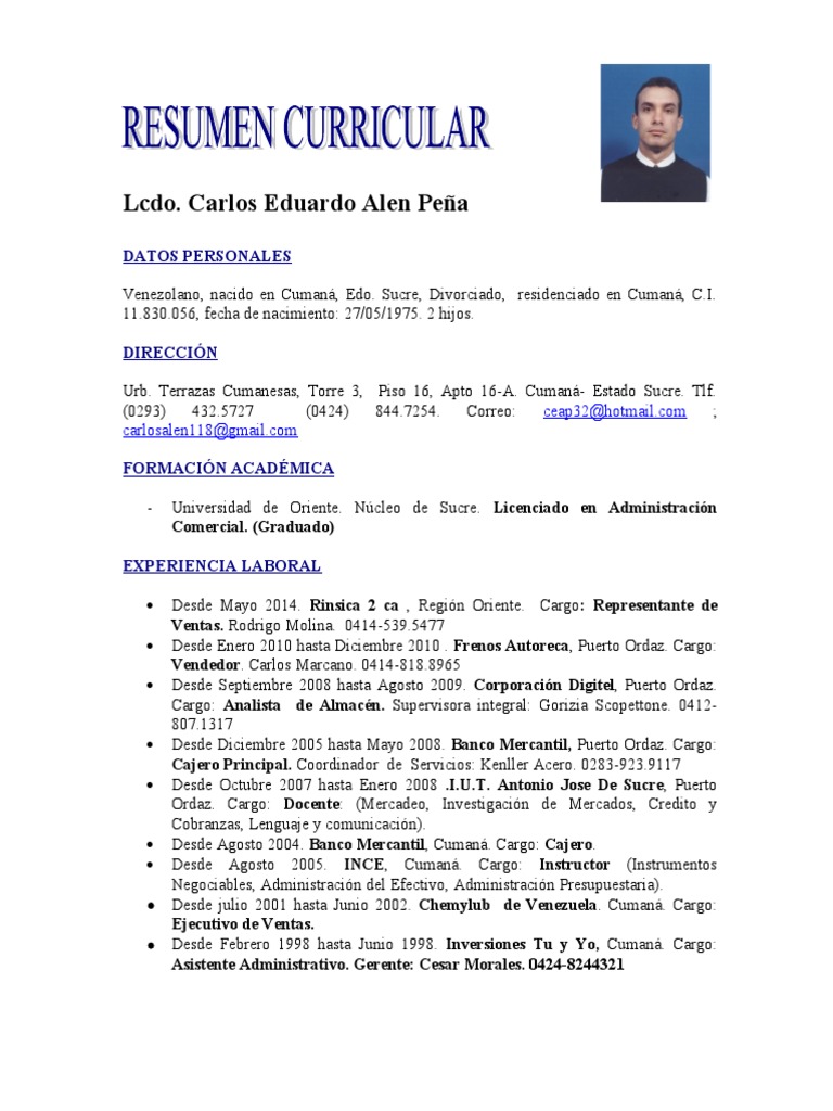 Curriculum carlos E. alen p. 2022 | PDF