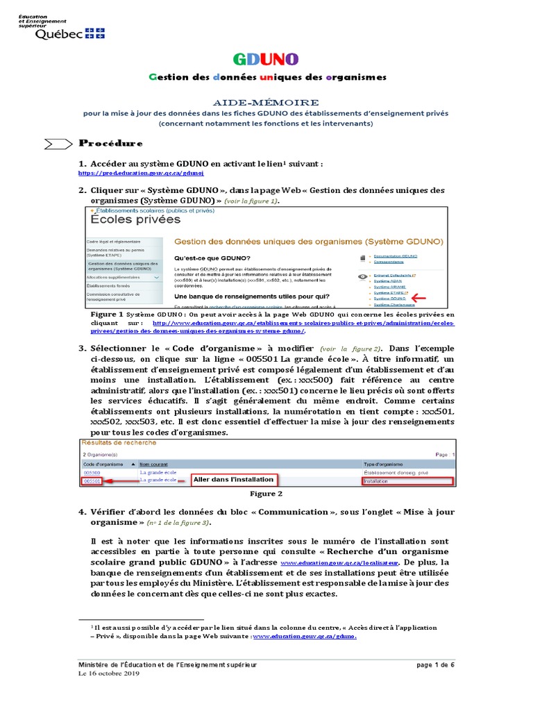 Aide Memoire GDUNO | PDF