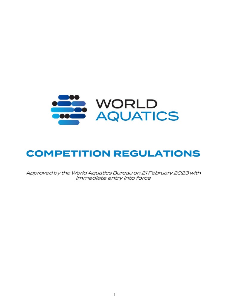 World Aquatics Competition Regulations | PDF | Fifa World Cup | Swimming (Sport)