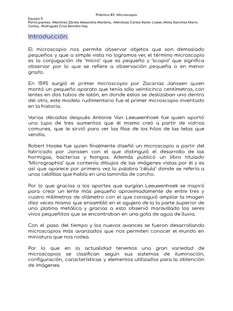 Practica 2-Micros | PDF | Lente de la cámara | Óptica