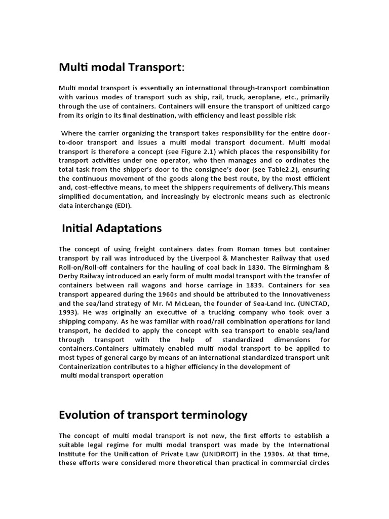 Multi Modal Transport | PDF | Containerization | Transport