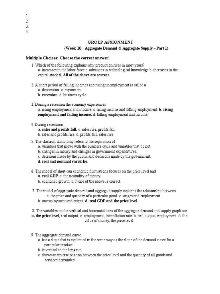 Assignment Week 10 - Group 1 | PDF | Aggregate Demand | Long Run And Short Run