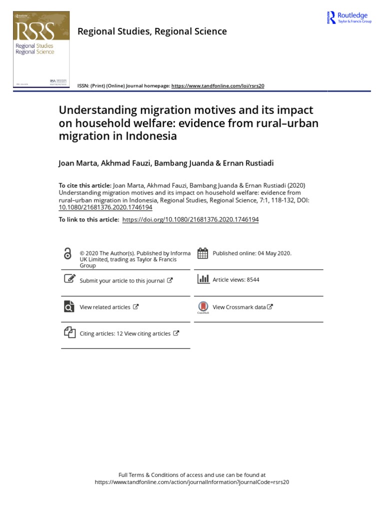 Understanding Migration Motives and Its Impact On Household Welfare Evidence From Rural Urban ...