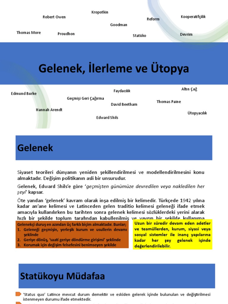 Gelenek İlerleme V Ütopya | PDF