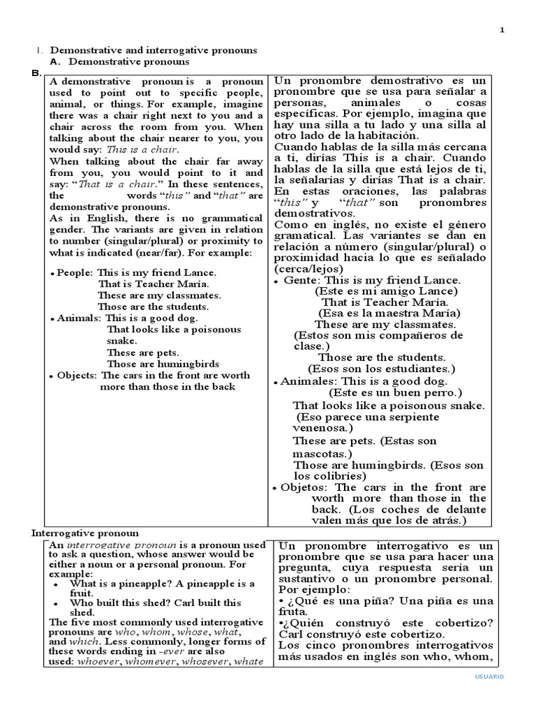 Demonstrative Pronouns Pdf Cognitive Science Vocabulary
