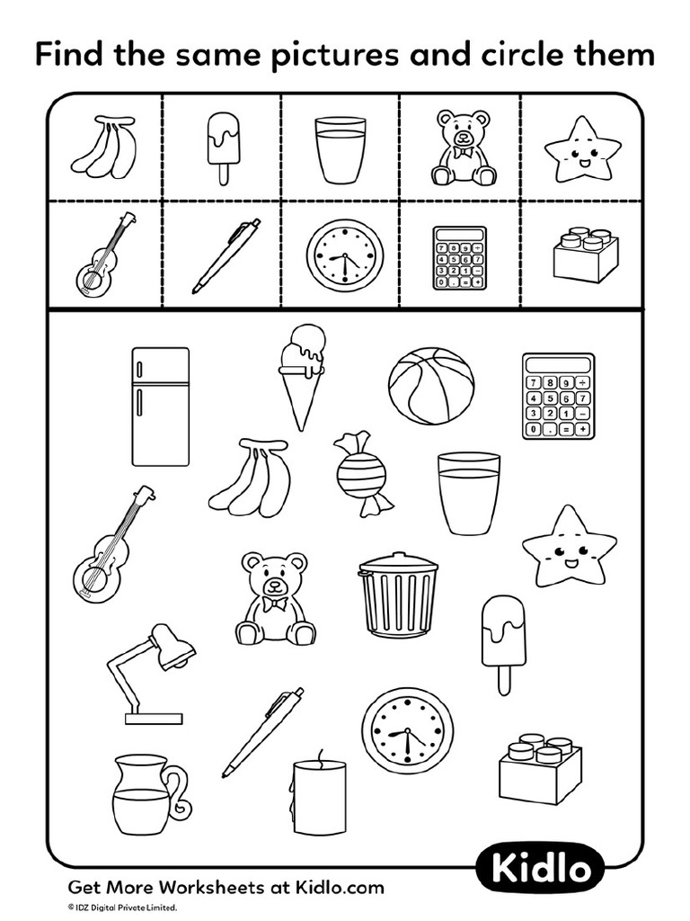 Circle The Same Pictures Worksheet 07 | PDF