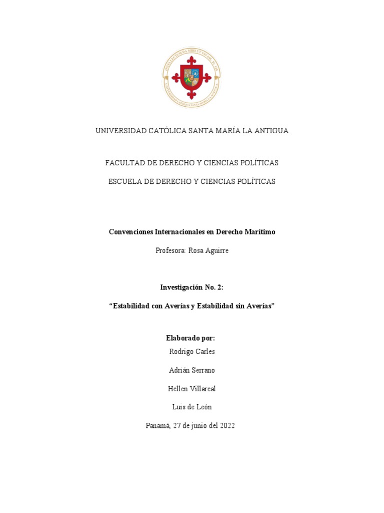 Estabilidad Con Averias y Estabilidad Sin Averias | PDF | Envío | Buques