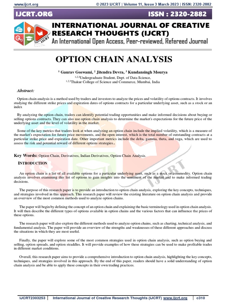 Option Chain Analysis for Trading Strategies | PDF | Option (Finance ...