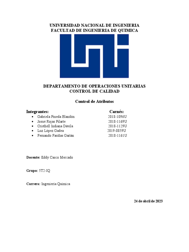 Trabajo C. de Atributos 5T2-IQ | PDF | Química | Ciencias fisicas