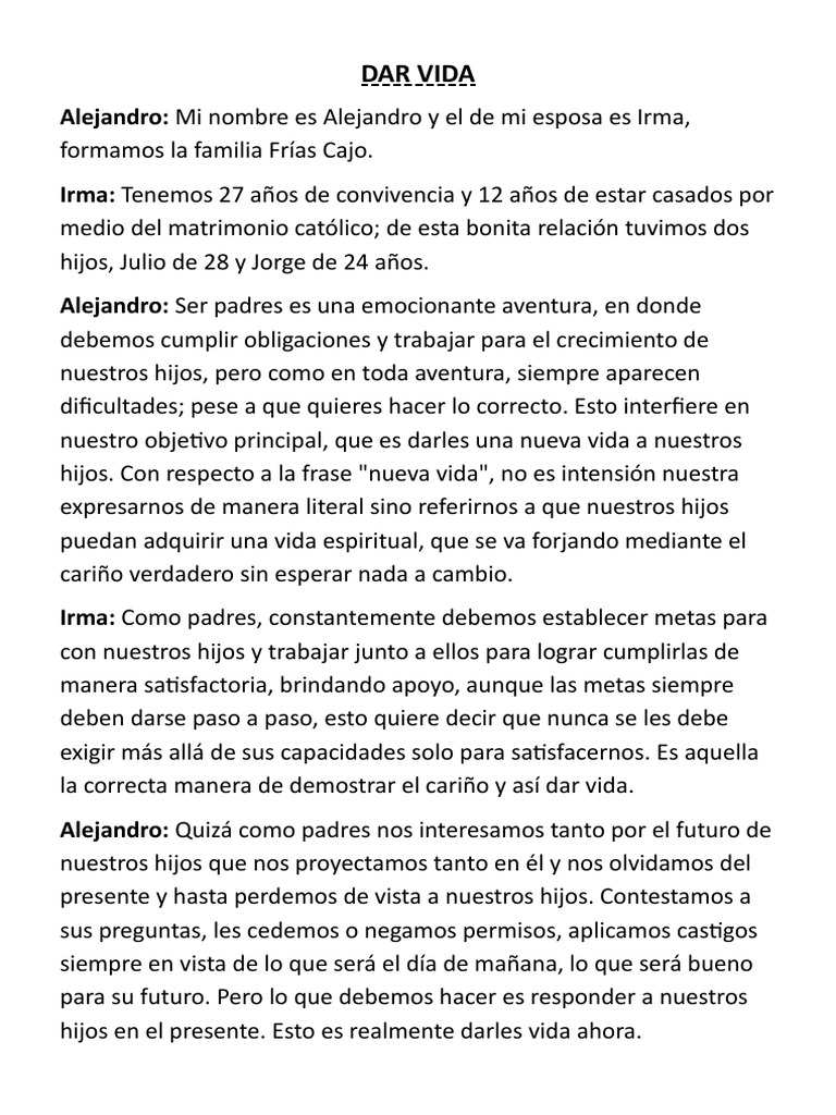 Dar Vida | PDF | Amor