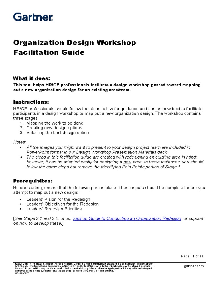Organization Design Workshop Facilitation Guide | PDF