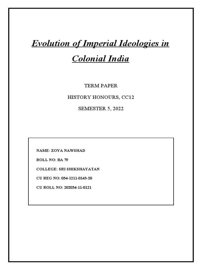 Evolution of Imperial Ideologies in Colonial India | PDF ...