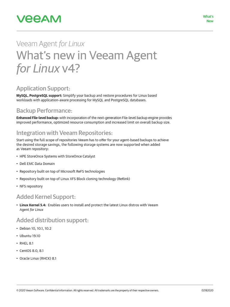 Veeam Agent Linux 4 0 Whats New | PDF | Linux | Backup Veeam Agent Linux 4 0 Whats New | PDF | Linux | Backup