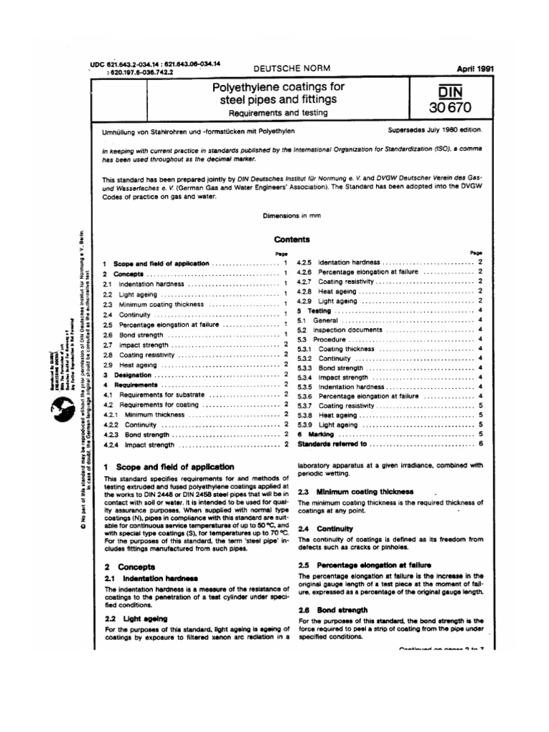 DIN 30670 3 Lay PE | PDF