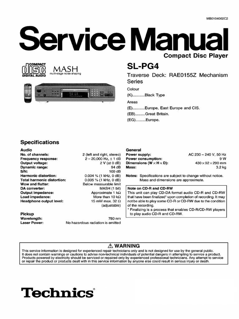Hfe Technics Sl-pg4 Service en | PDF