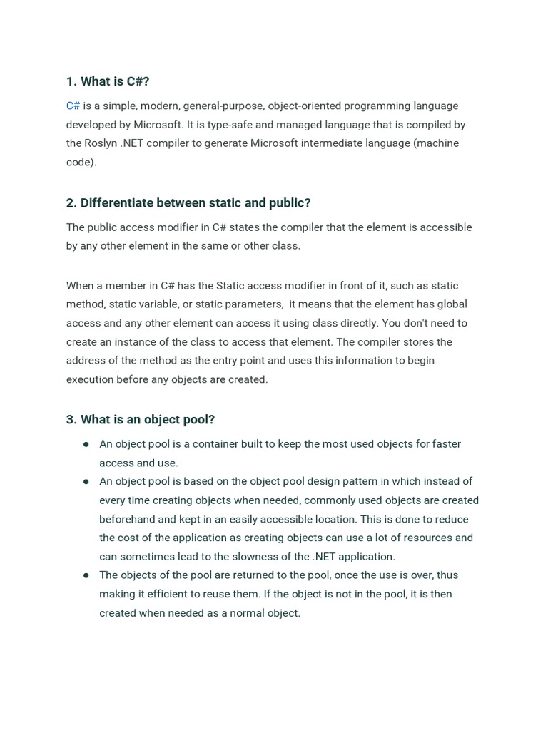 C# Interview Question | Download Free PDF | Class (Computer Programming ...
