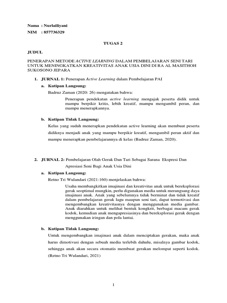 Tugas 2 Kutipan Langsung Dan Tidak Langsung | PDF