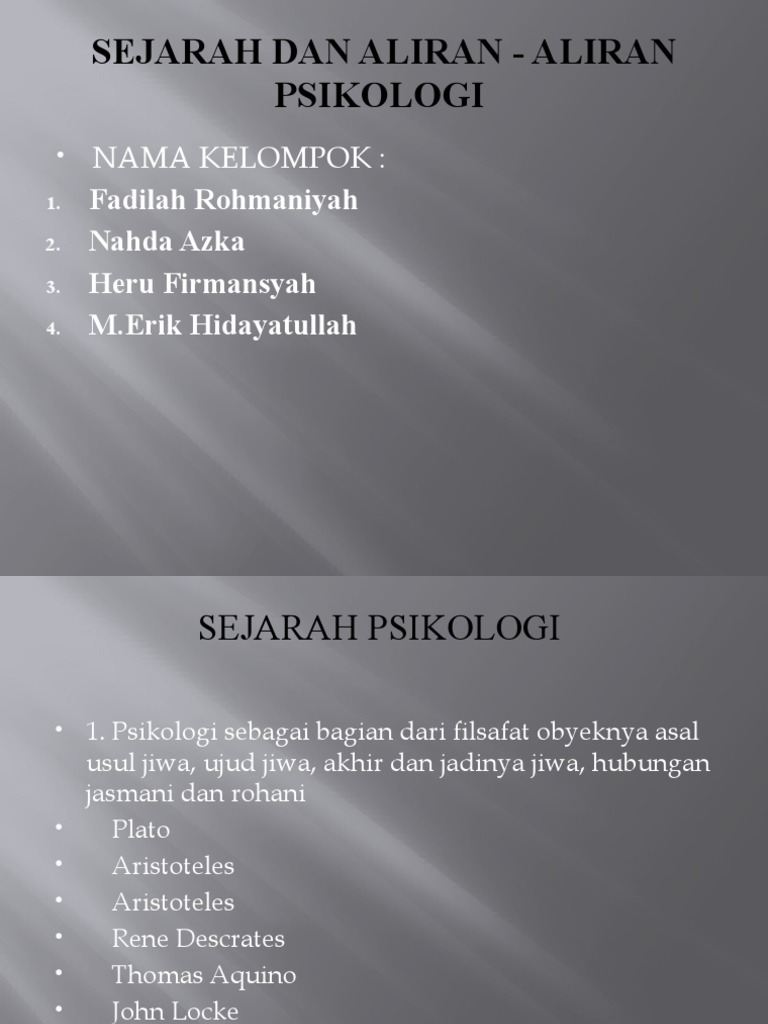 Sejarah Dan Aliran - Aliran Psikologi | PDF
