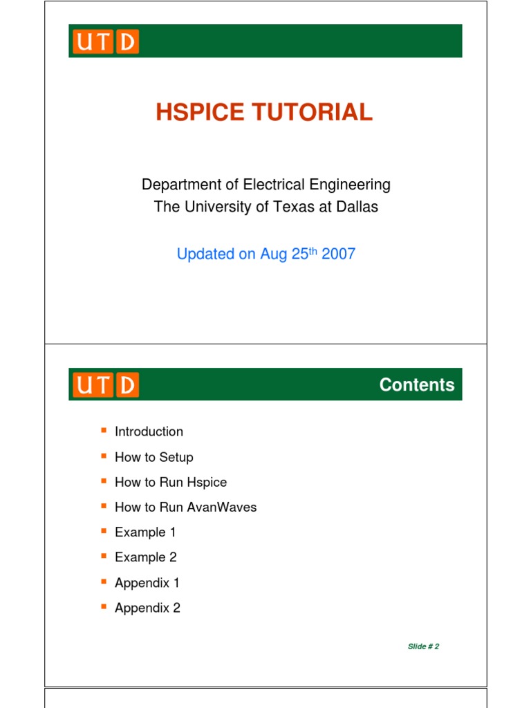 Hspice Tutorial | PDF | Spice | Command Line Interface