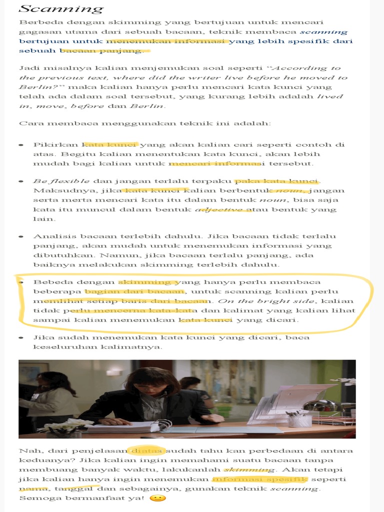 #2 Skimming & Scanning Teknik Membaca Secara Efektif Bahaso | PDF