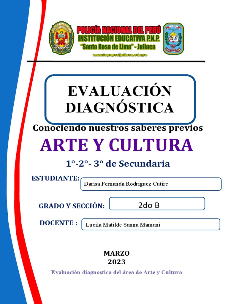 1ro 3ro Ficha De Evaluaciòn Diagnostica Arte Y Cultura 2023 Descargar 7947