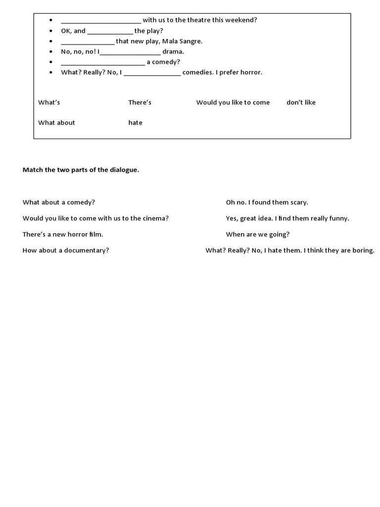 Match The Two Parts of The Dialogue Phrases To Invite | PDF
