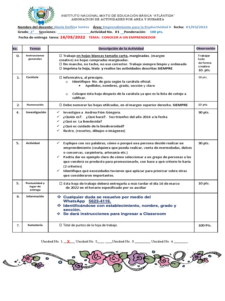 Guia 01 U1 2° Ineba | PDF