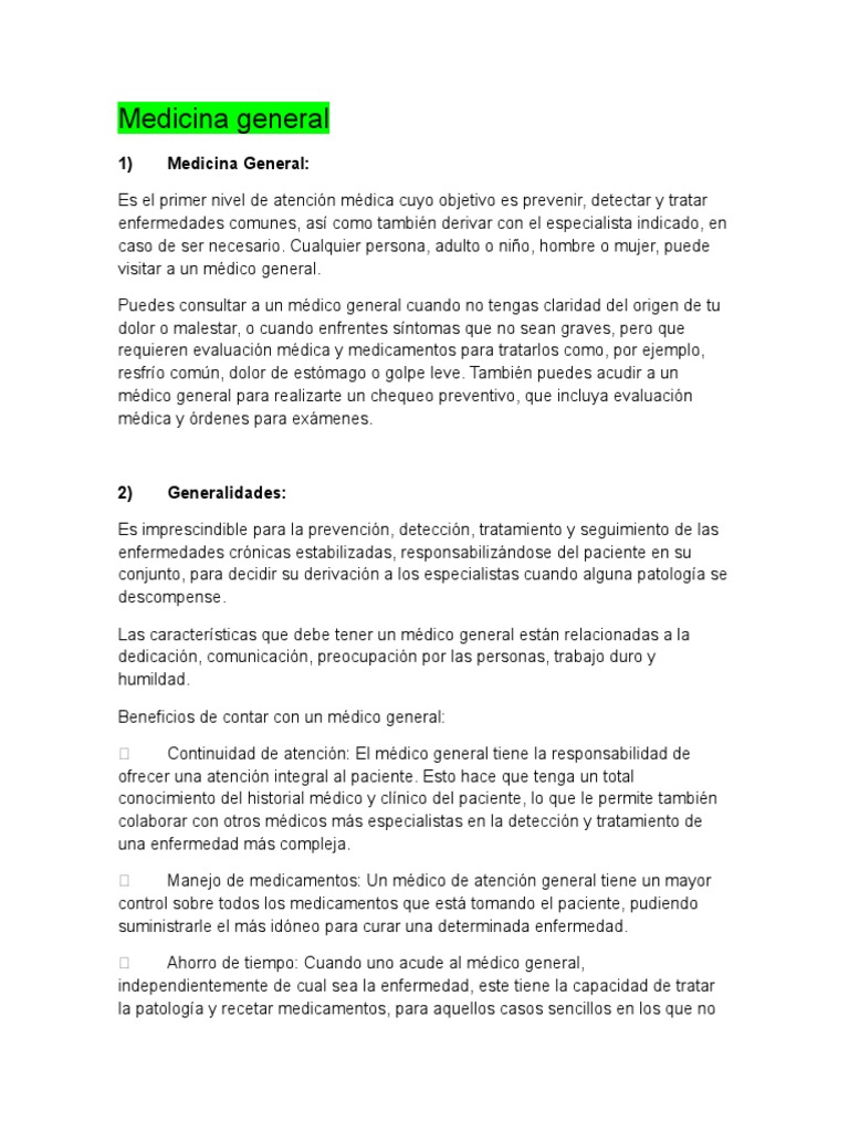 Medicina General | PDF | Hospital | Educación para la salud