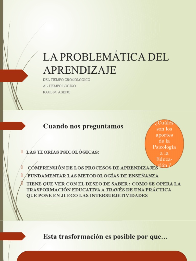 Ageno La Problemática Del Aprendizaje | PDF | Aprendizaje | Teoría del aprendizaje (educación)
