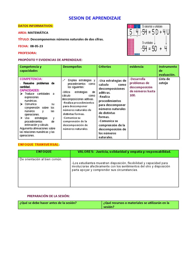 Descomposición de Números para 2° Grado | PDF | Aprendizaje | Evaluación