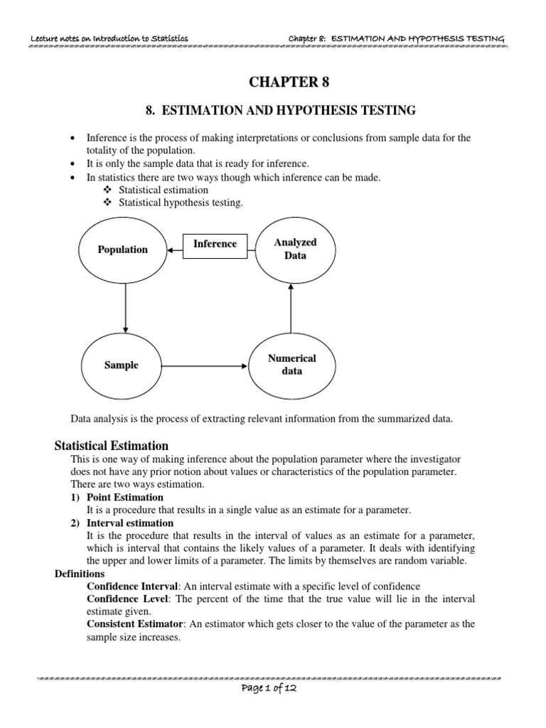 Chapter-8-Estimation & Hypothesis Testing | PDF