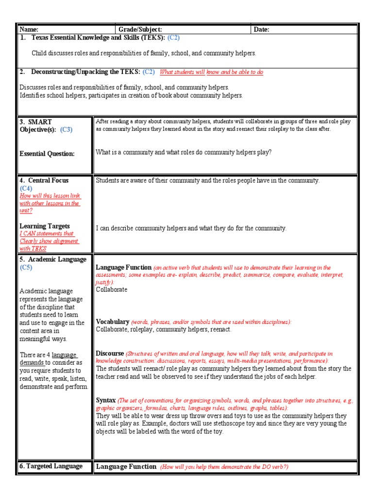 Edtpa Lesson Plan Guide LPG 1 | PDF | Educational Assessment | Vocabulary