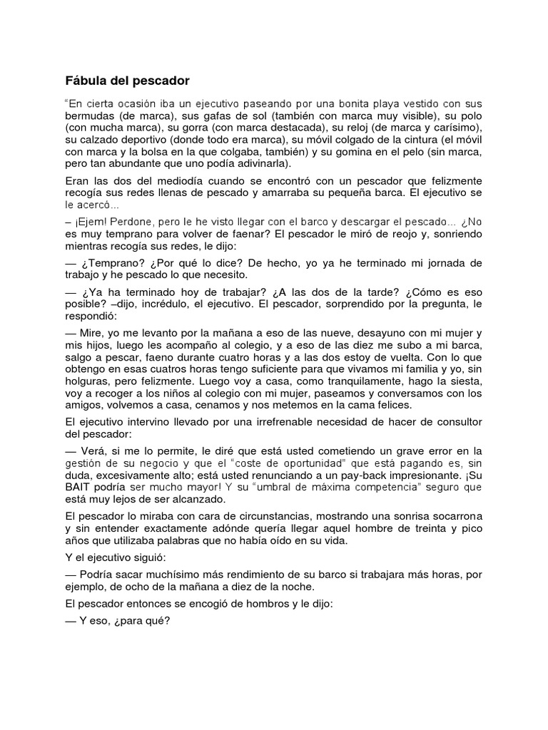 Fábula Del Pescador | PDF