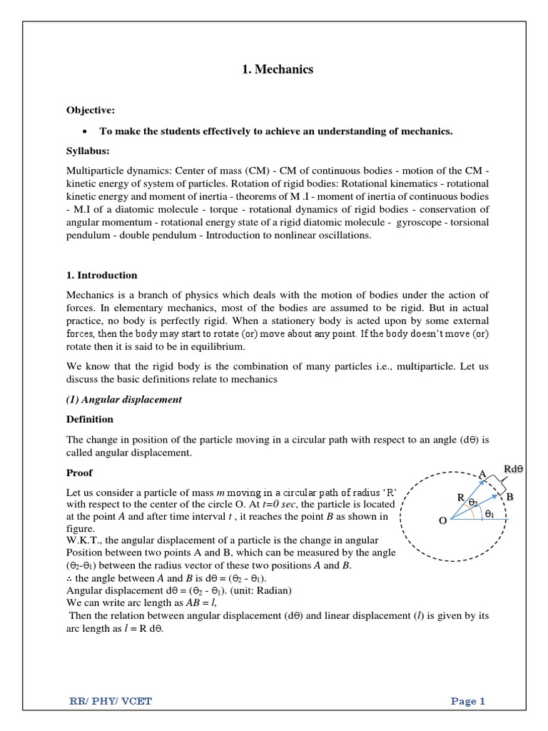 Unit 1 Mechanics | PDF