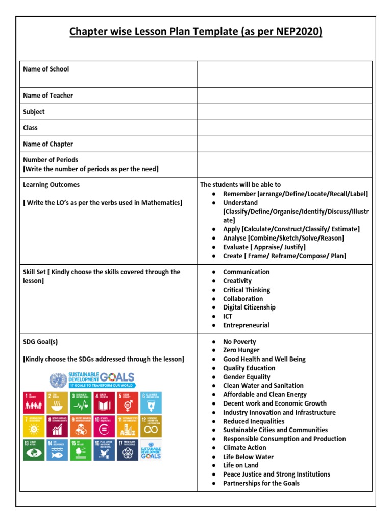 Lesson Plan Template (As Per NEP2020) | PDF | Educational Technology ...