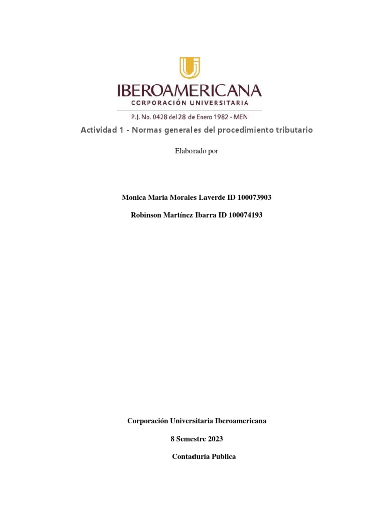 Actividad 1 - Normas Generales Del Procedimiento Tributario | PDF | Multa (pena) | Debido al proceso
